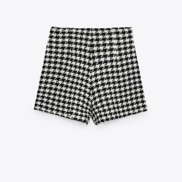 Zara | Shorts | Nwt Zara Textured Houndstooth Shorts | Poshmark